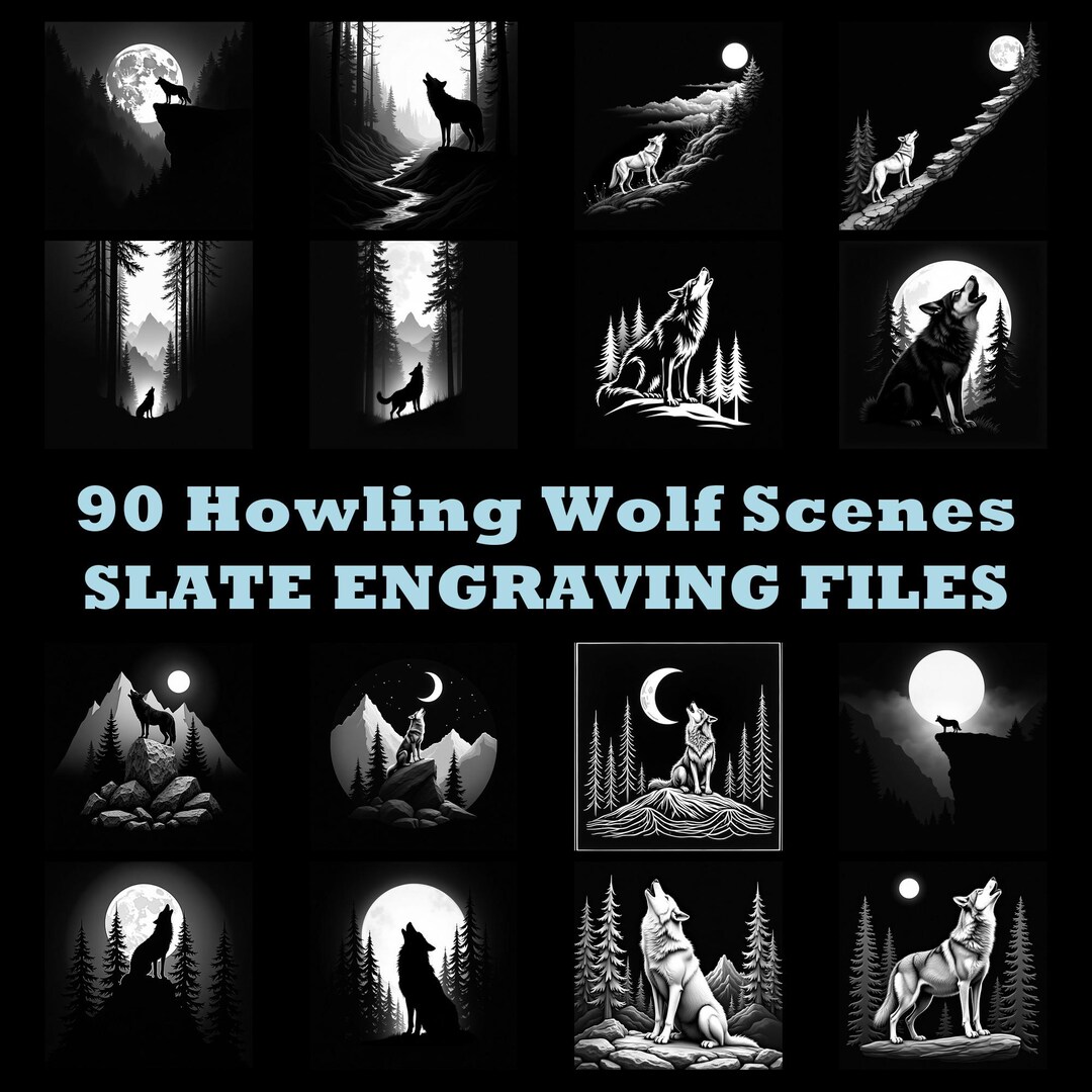 Slate Engrave Files Featuring Majestic Howling Wolf Wilderness Scenes ...