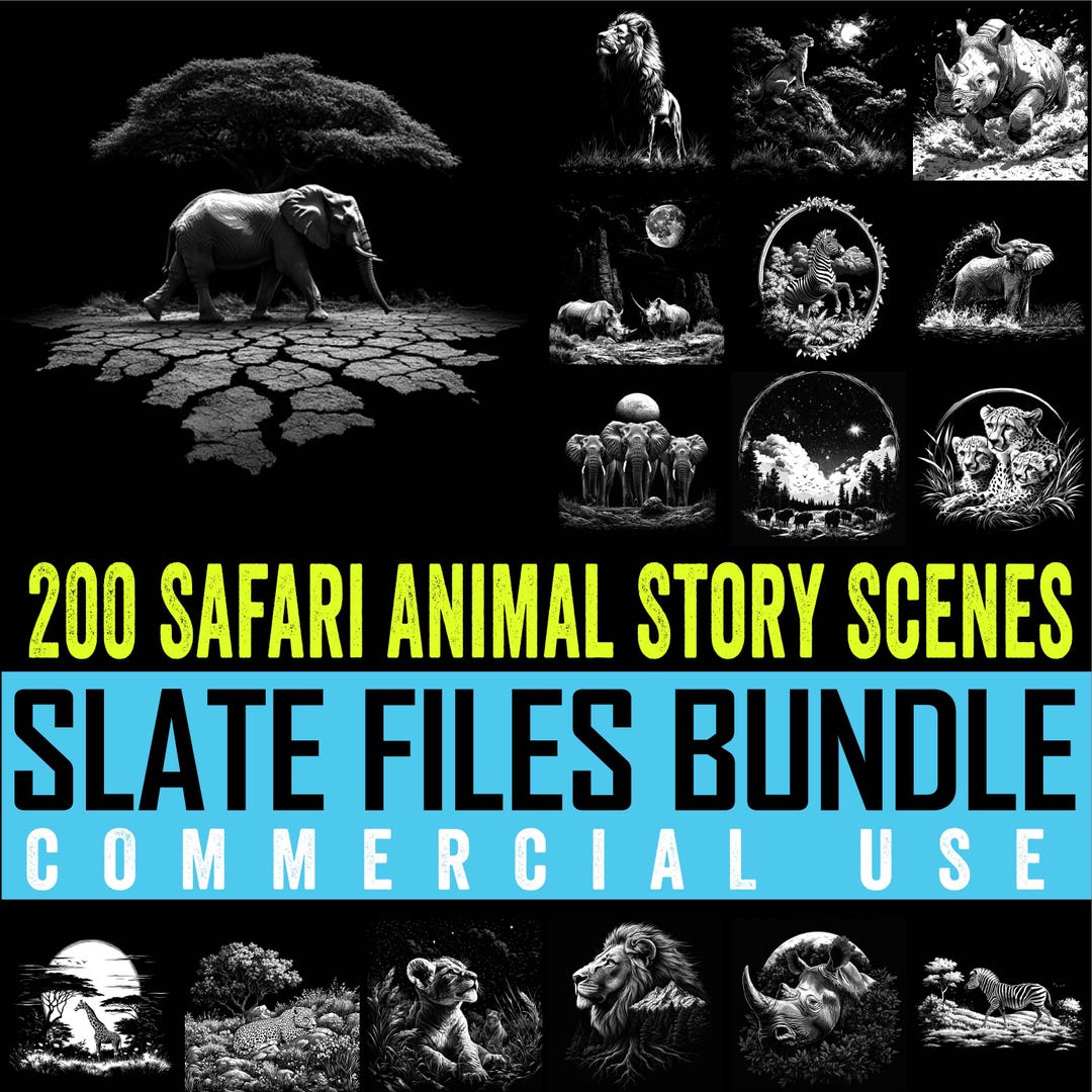Slate Engraving Files Engraved Safari Animal Story Scenes Bundle ...