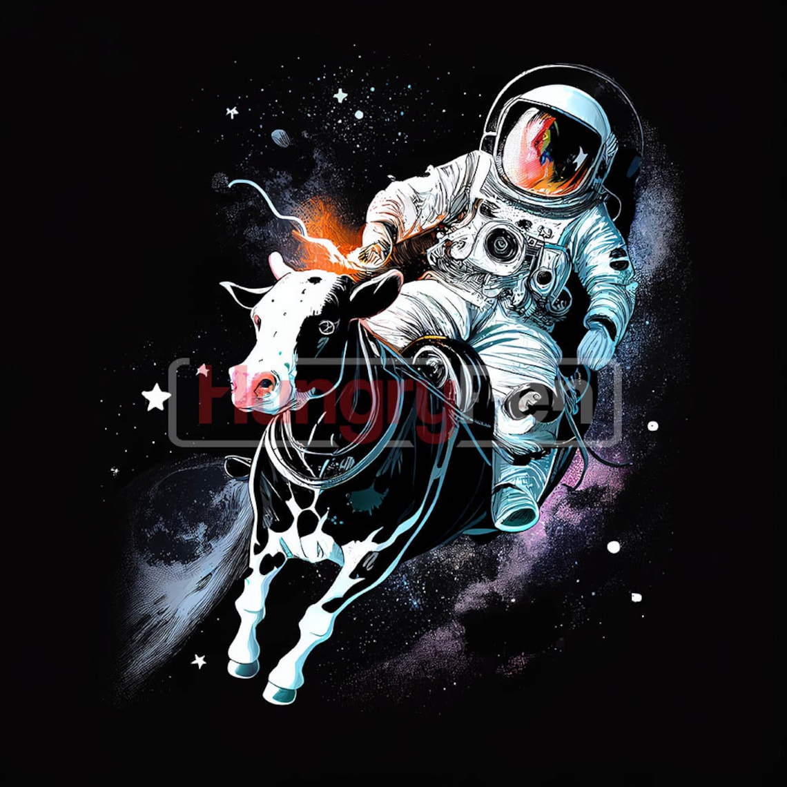 Astronaut PNG Sublimation Design Astronaut Riding a Cow Bull - Etsy