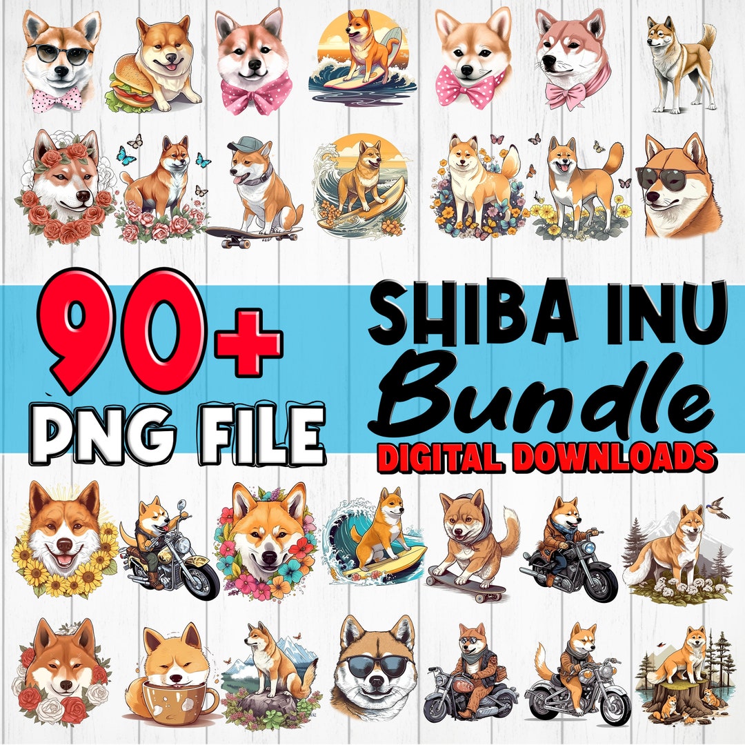 SHIBA INU PNG Bundle Sublimation Design Printable High Quality Instant ...