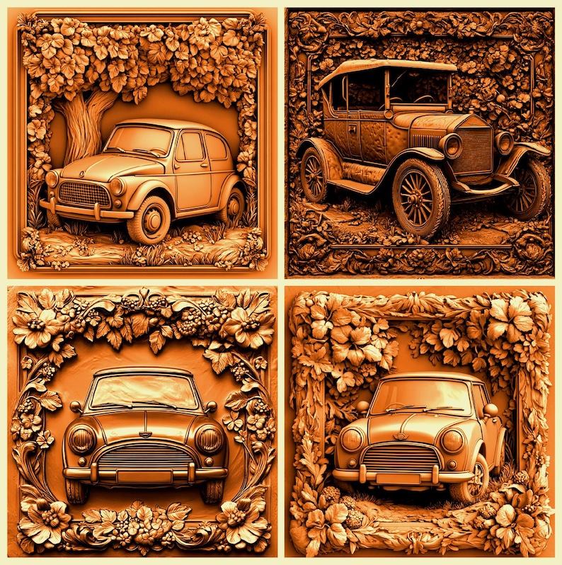 3D Relief Engraving Files Classic Cars Front View Collection for Cnc ...