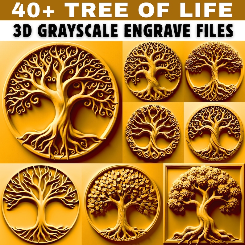 3D Engrave Grayscale Files Tree of Life Bas-relief Depth-map Png & Jpeg ...
