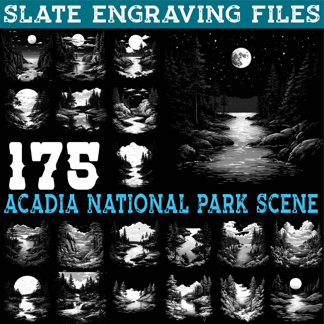 Slate Engraving Files Acadia National Park Scene Collection Bundle ...
