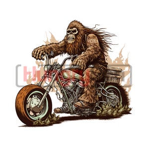 Bigfoot or Sasquatch PNG Sublimation Design - Bigfoot Riding a Classic ...
