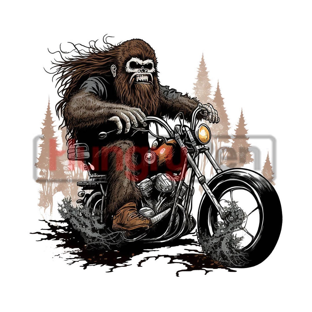Bigfoot or Sasquatch PNG Sublimation Design Bigfoot Riding a Classic ...