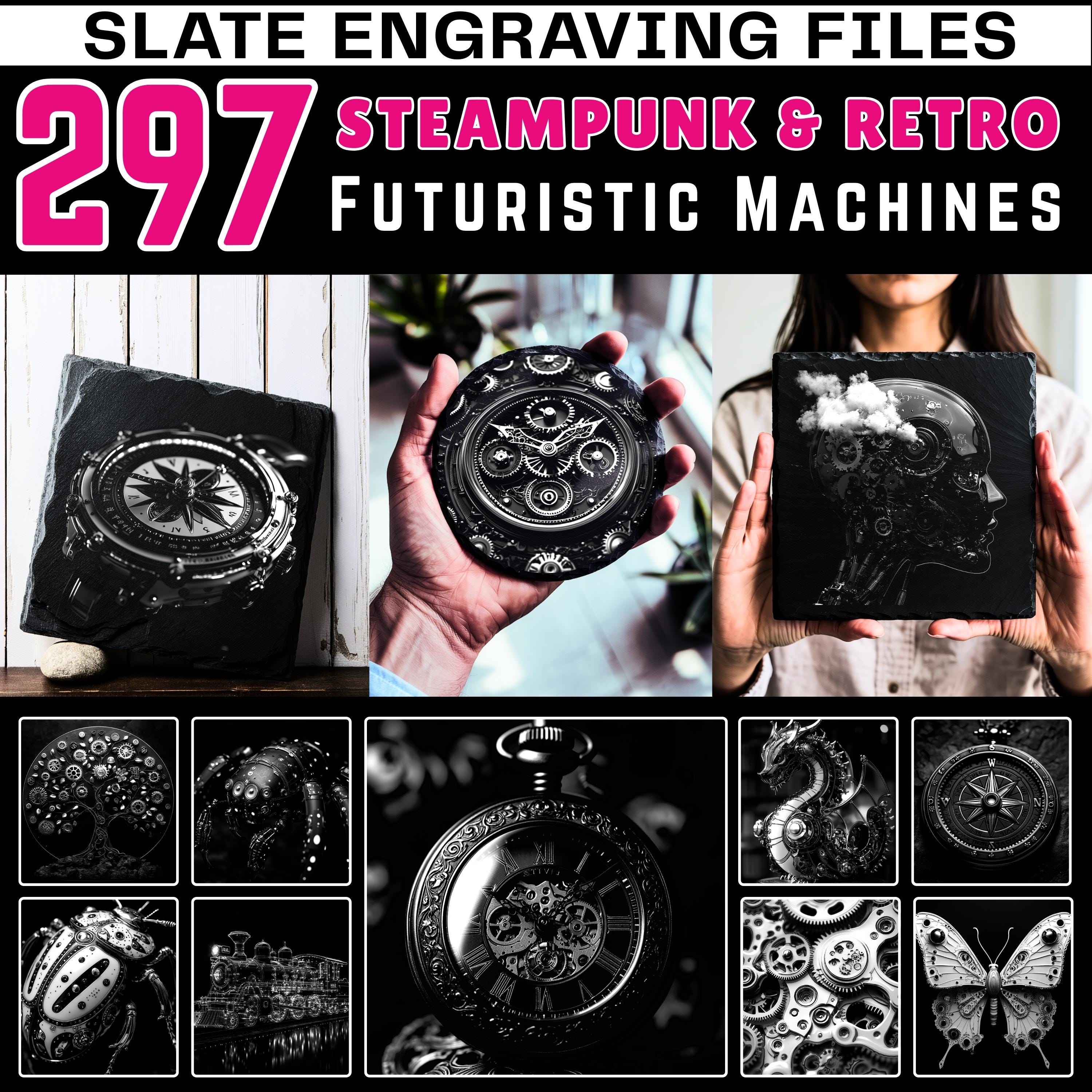 Slate Engraving Files Steampunk & Retro-futuristic Machines Graphic ...