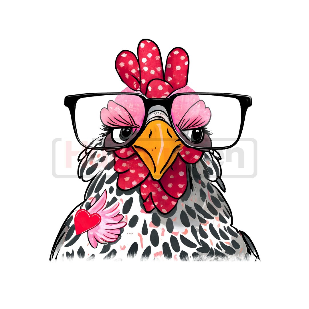 Cute Nerd Chicken PNG Sublimation Design Chicken Wearing Eyeglass for ...