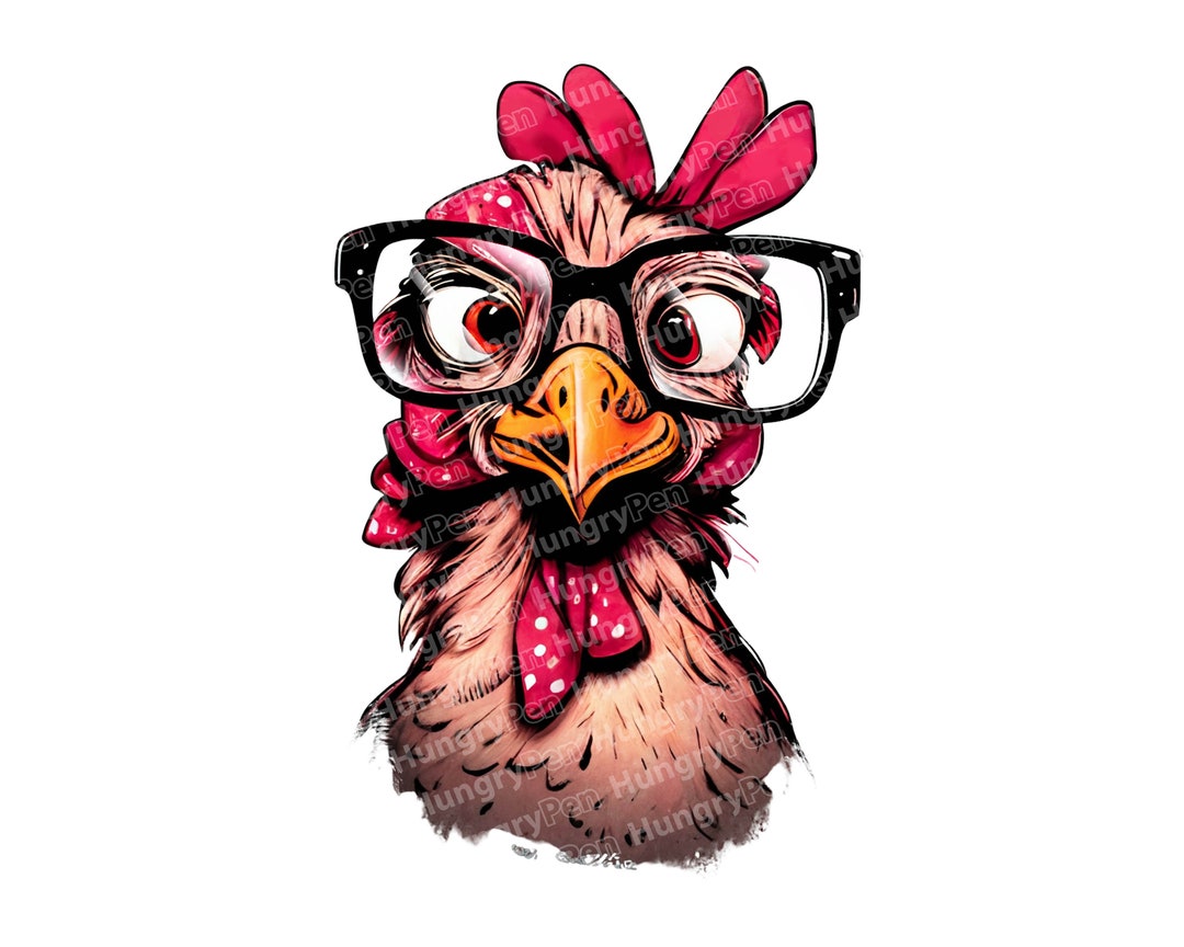 Nerd Chicken PNG Sublimation Design Cute and Funny Face Female Nerd ...