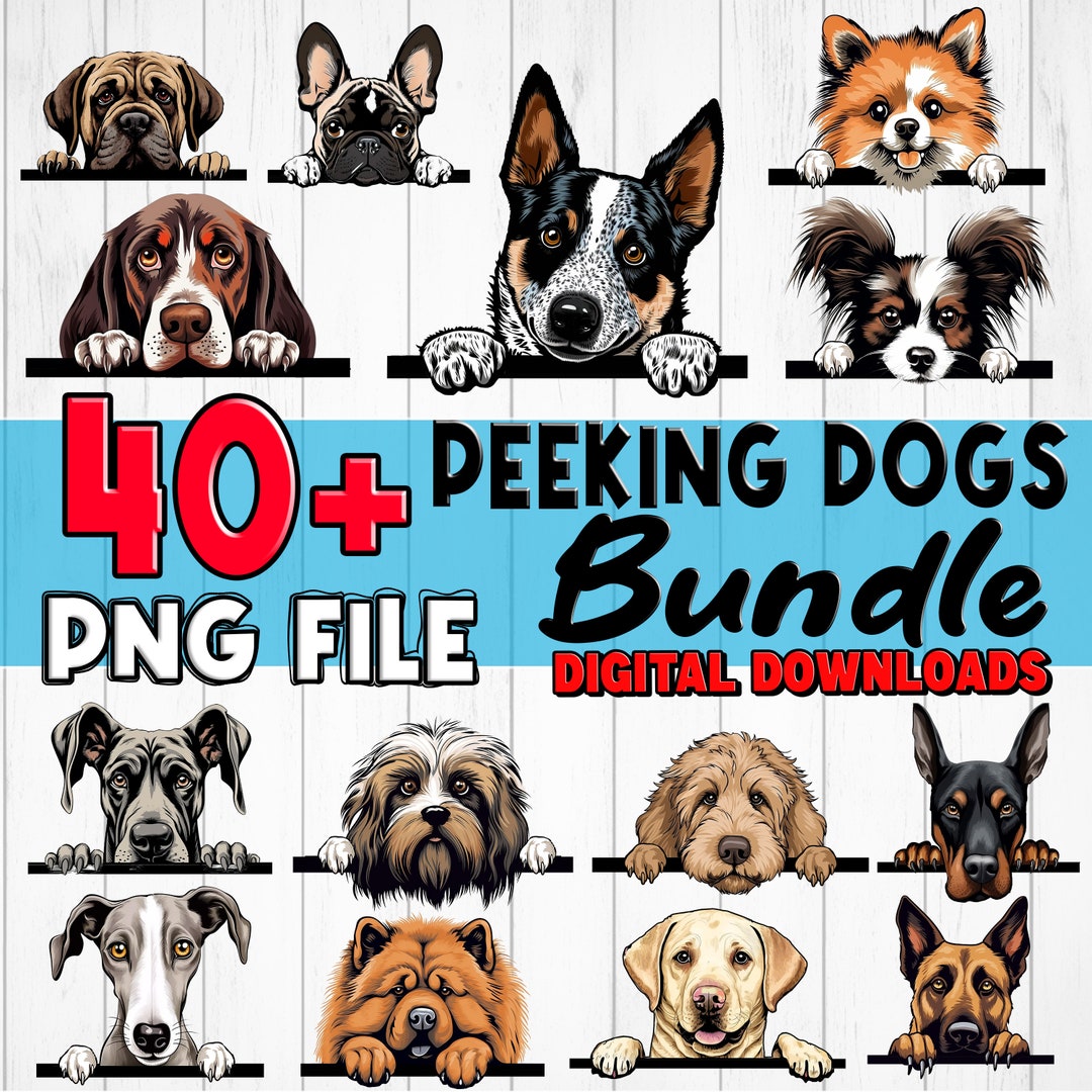 Peeking Dogs PNG BUNDLE Sublimation Design Printable - Complete Peeking ...