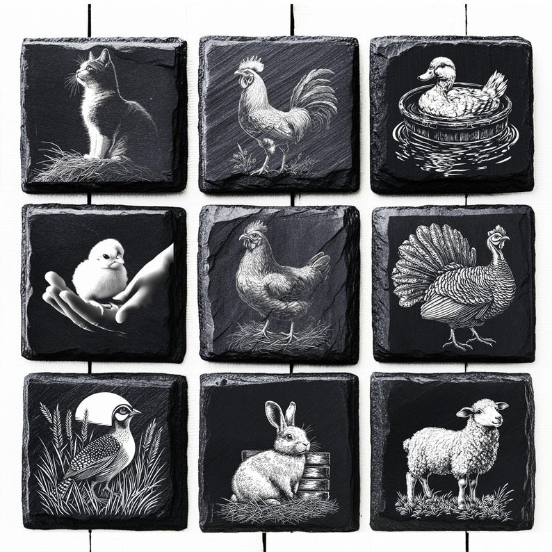 Slate Engrave Files Farm Animals - Close-up Livestock, Laser Ready PNG ...