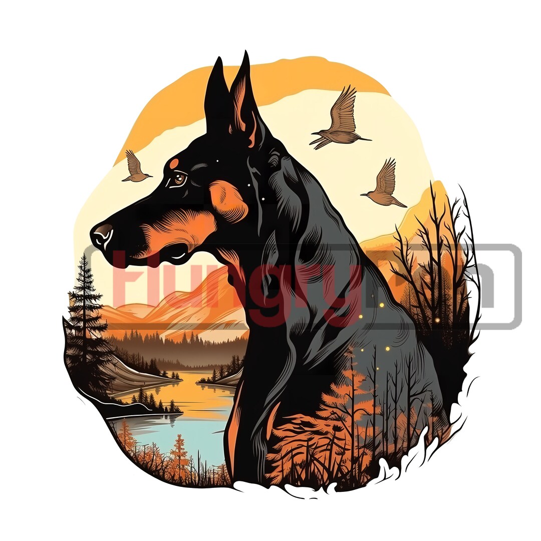 Doberman PNG Printable High Quality Sublimation Design Retro - Etsy