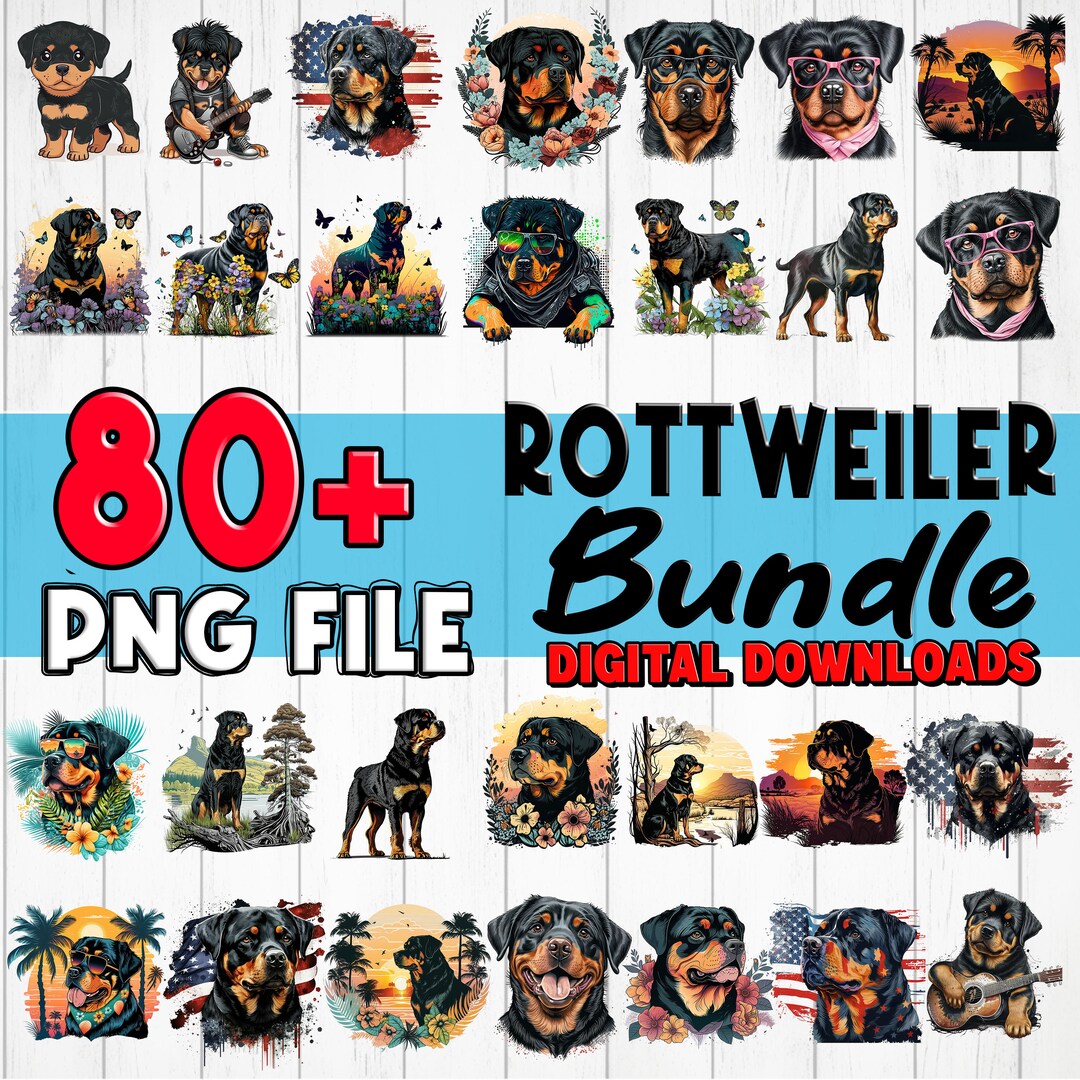 ROTTWEILER PNG Bundle Sublimation Design Printable High Quality Instant ...