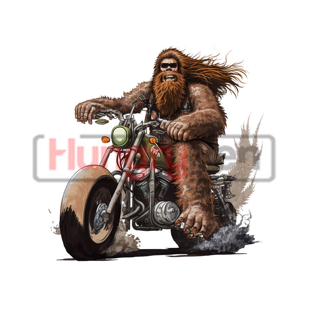 Bigfoot or Sasquatch PNG Sublimation Design Bigfoot Riding a Classic ...