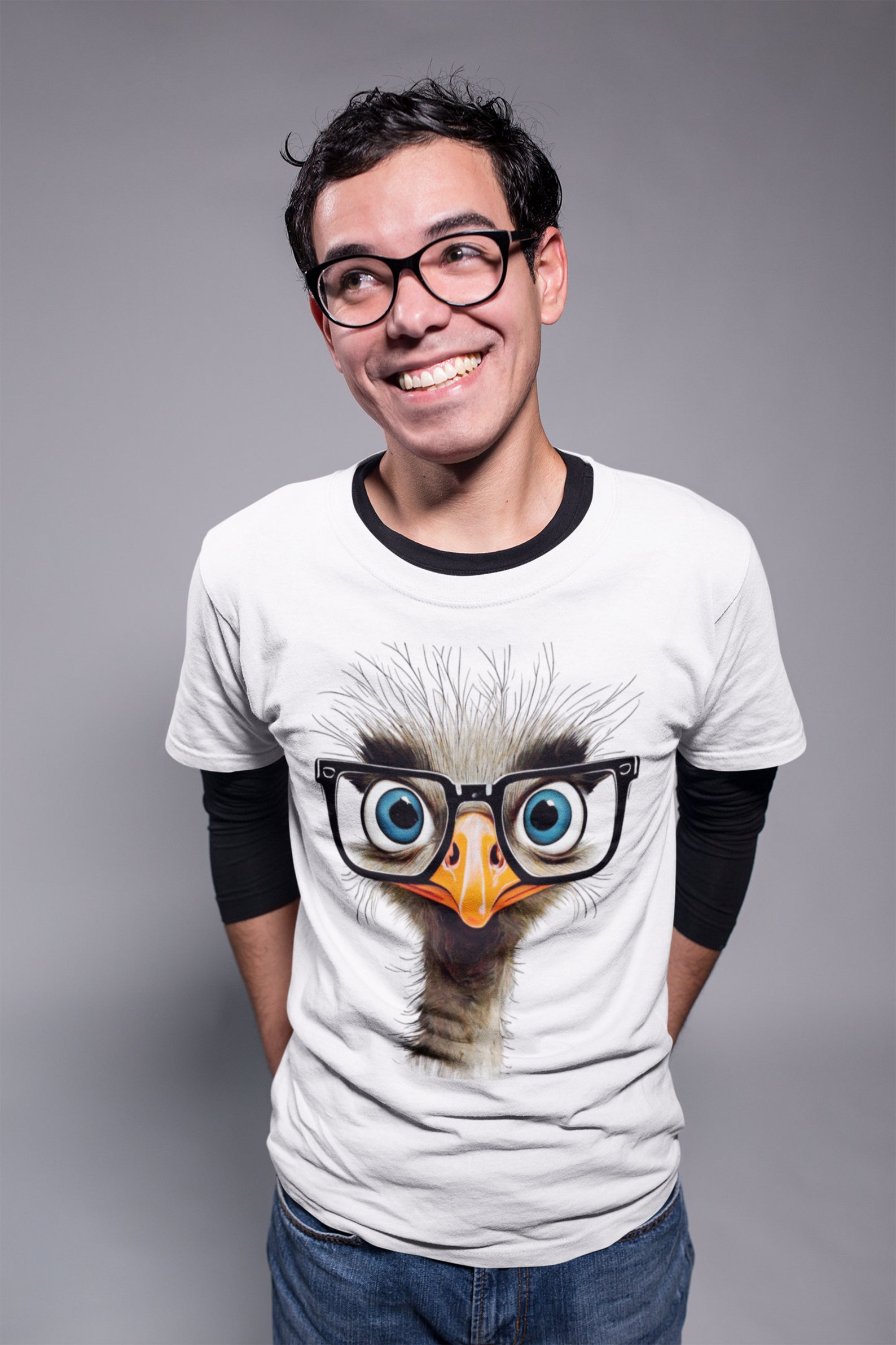 Funny Geek Ostrich PNG Sublimation Design Nerd Bird With Glasses for ...