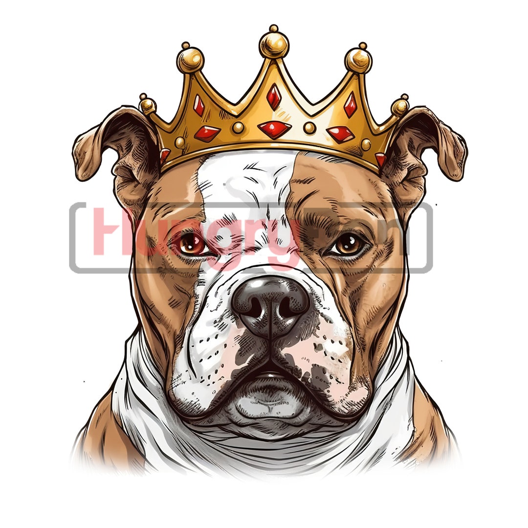 Pitbull PNG Printable Sublimation Design Wearing a King Crown - Etsy