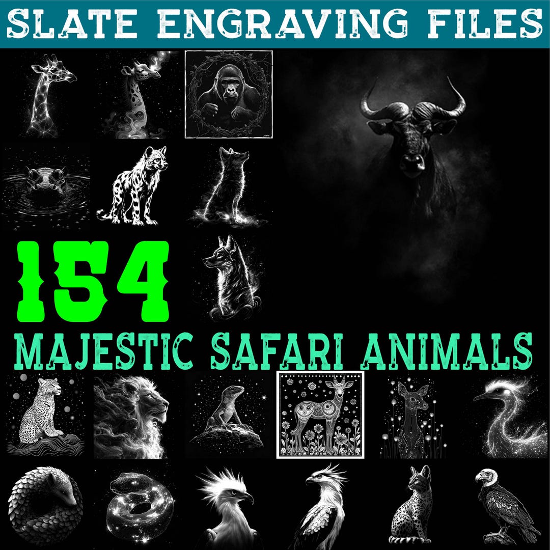 Slate Engraving Files Majestic Safari Animals in Supernatural Magical ...