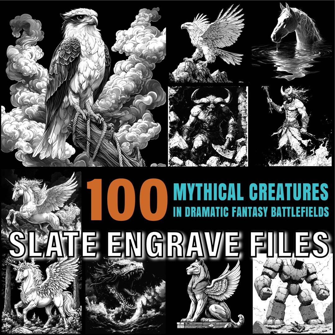 Slate Engraving Files Mythical Creatures in Dramatic Fantasy ...