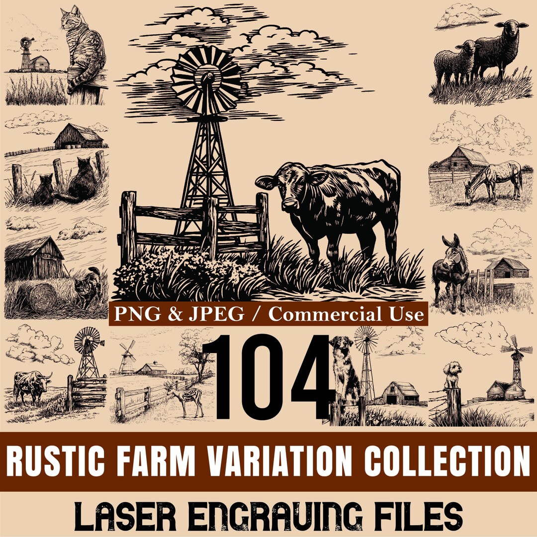 Laser Engraving Files Rustic Farm Engraving Variation Collection Bundle ...