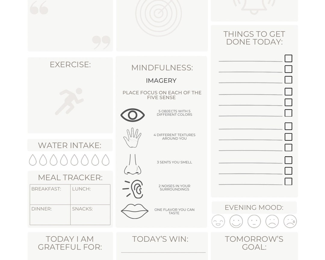 Mental Health Daily Planner - 5 Senses - Etsy