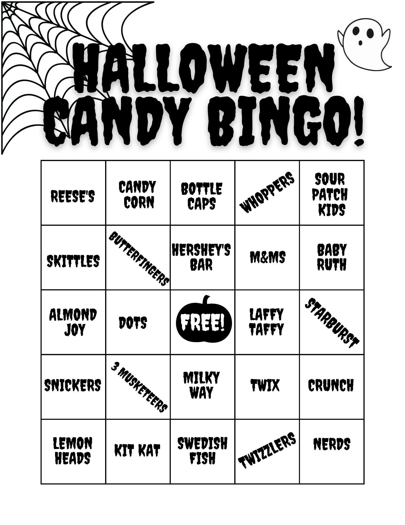 Halloween Candy Bingo (printable, Black and White) - Etsy