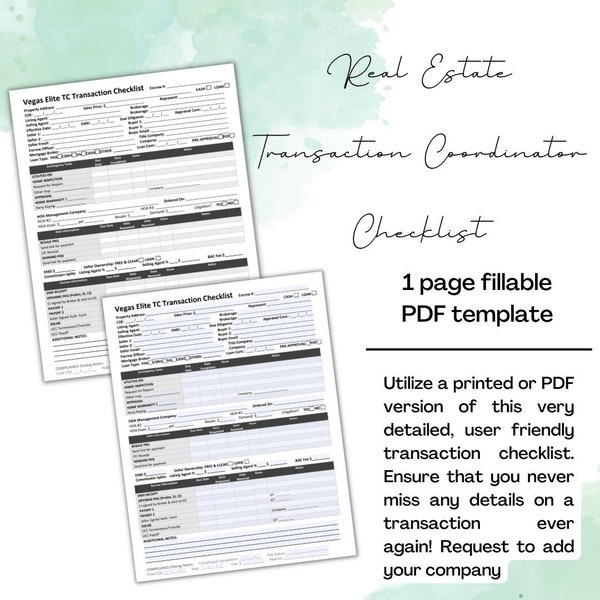 Real Estate Transaction Coordinator Excel Sheet - Etsy
