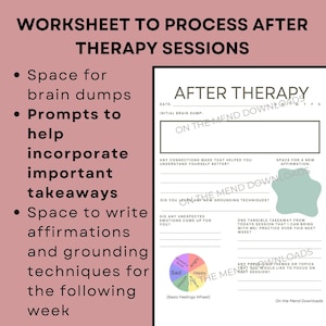 After Therapy Worksheet - Etsy
