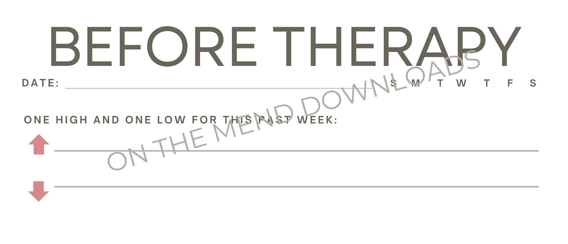 Worksheet to Prepare for Therapy Sessions - Etsy