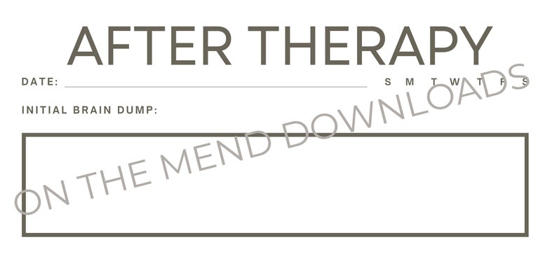 After Therapy Worksheet - Etsy