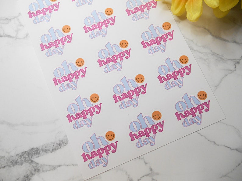 Oh Happy Day Sticker Sheet, Positive Vibes Stickers, Small Business ...