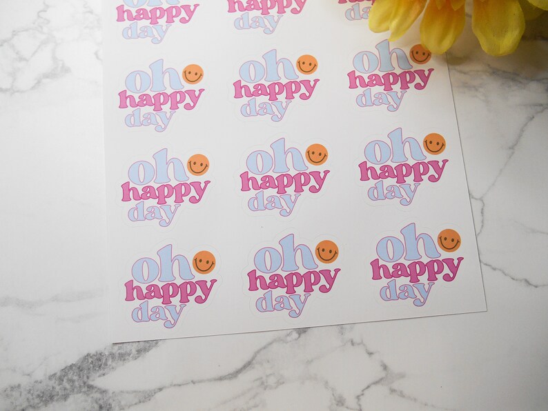 Oh Happy Day Sticker Sheet, Positive Vibes Stickers, Small Business ...