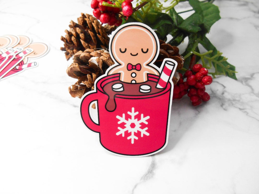 Gingerbread Man Sticker, Die Cut Holiday Sticker, Water Resistant ...