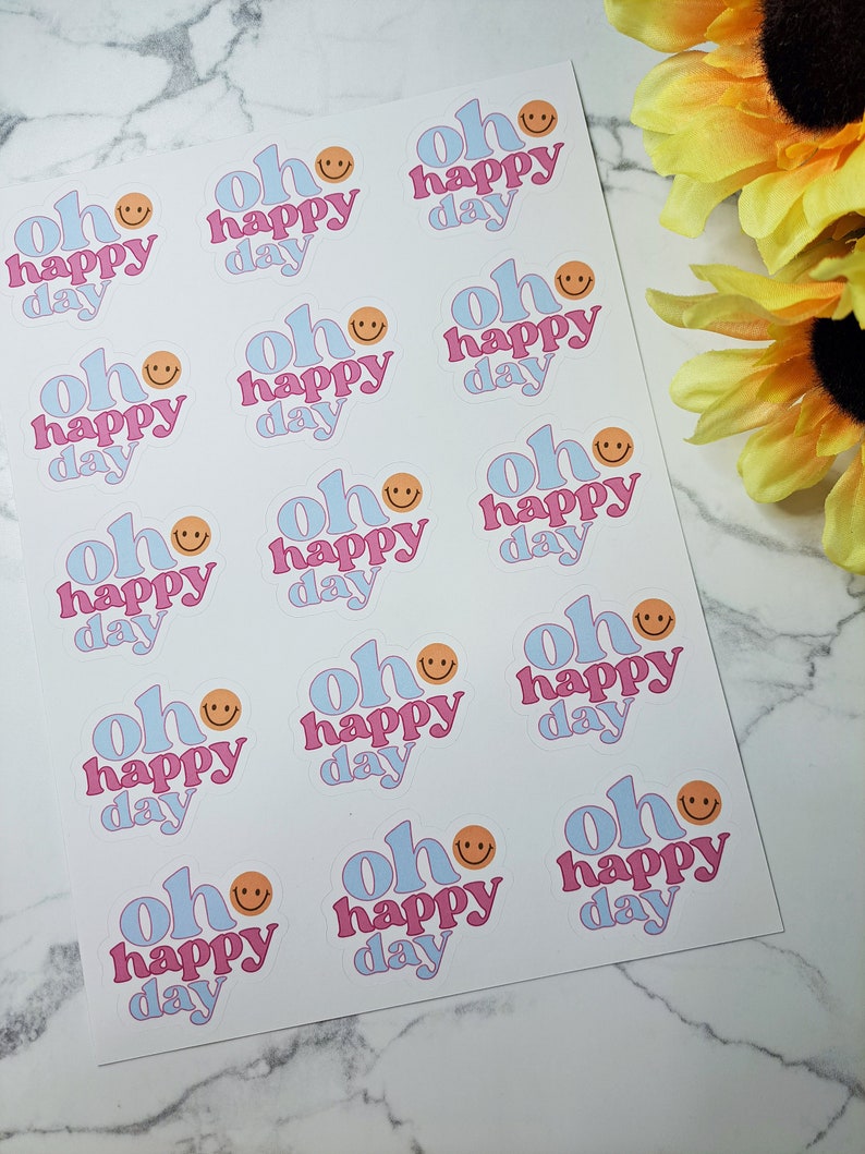 Oh Happy Day Sticker Sheet, Positive Vibes Stickers, Small Business ...