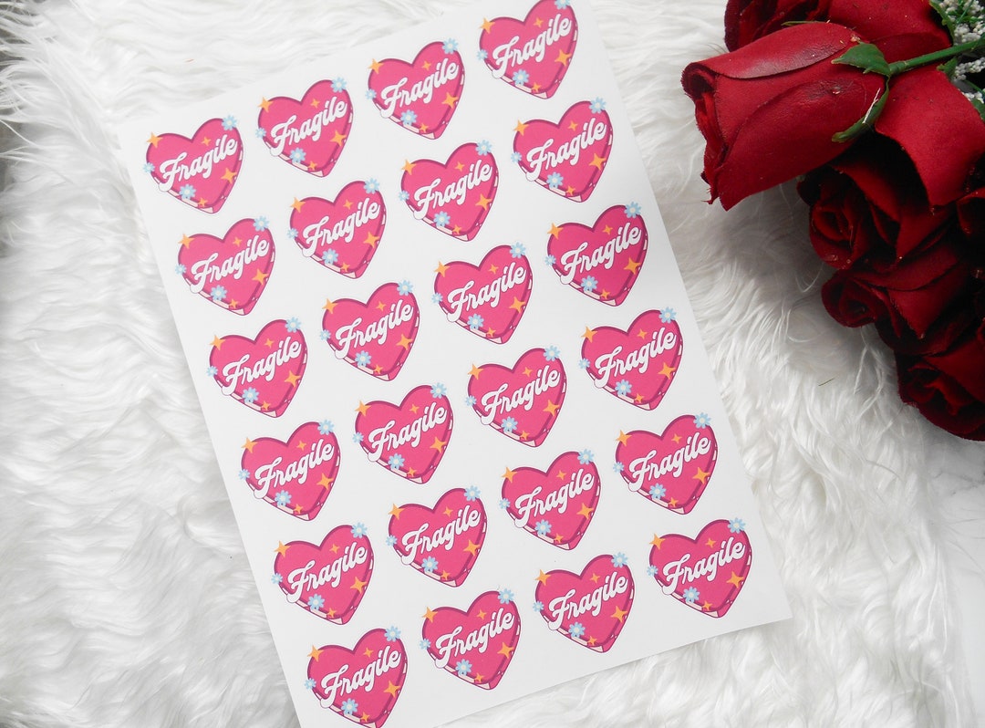 Fragile Sticker Sheet, Small Business Packaging Stickers, Cute Heart ...