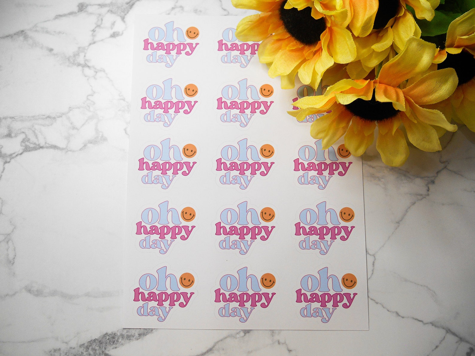 Oh Happy Day Sticker Sheet, Positive Vibes Stickers, Small Business ...