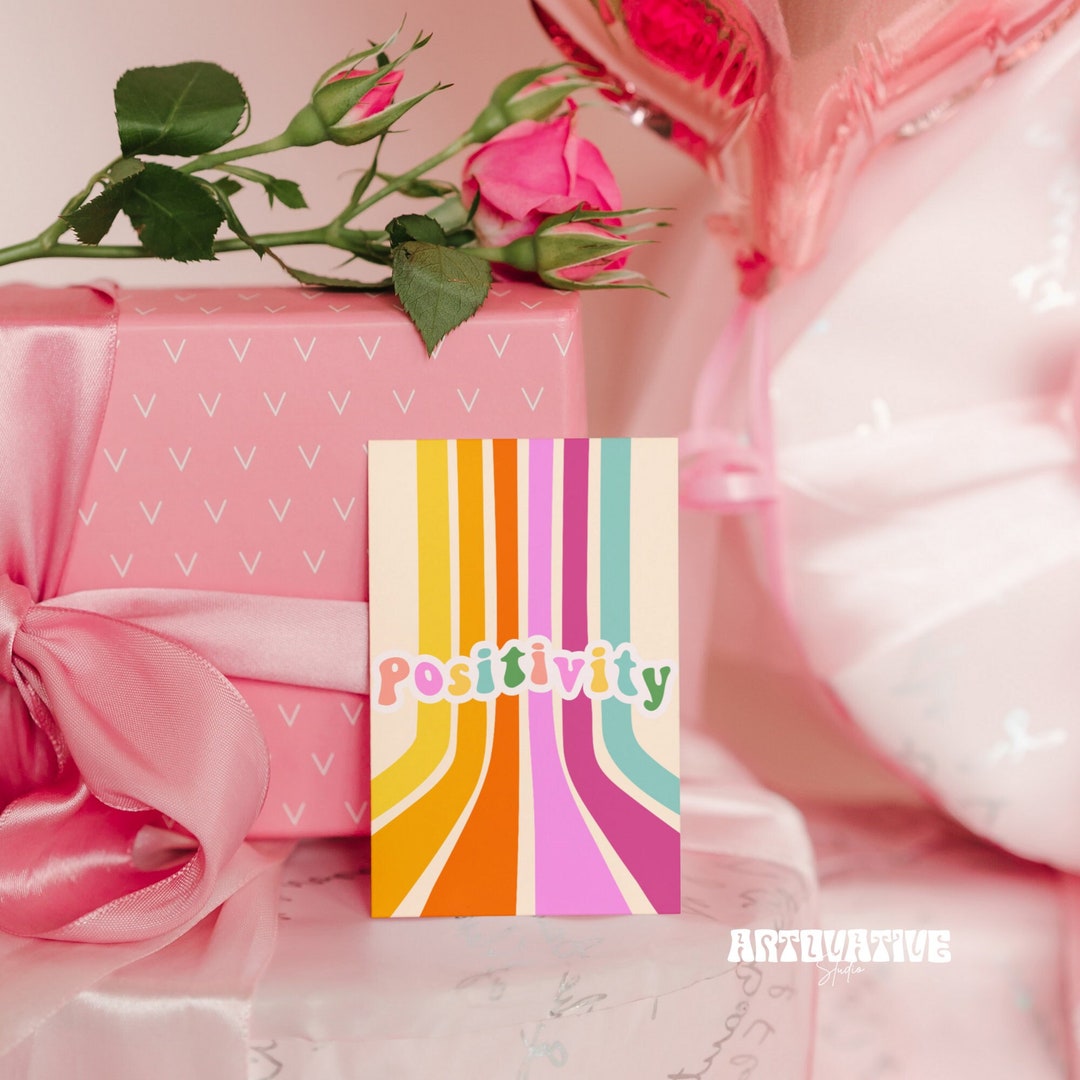 Rainbow Positivity Poster, Colorful Wall Art Print, Positive Quote ...