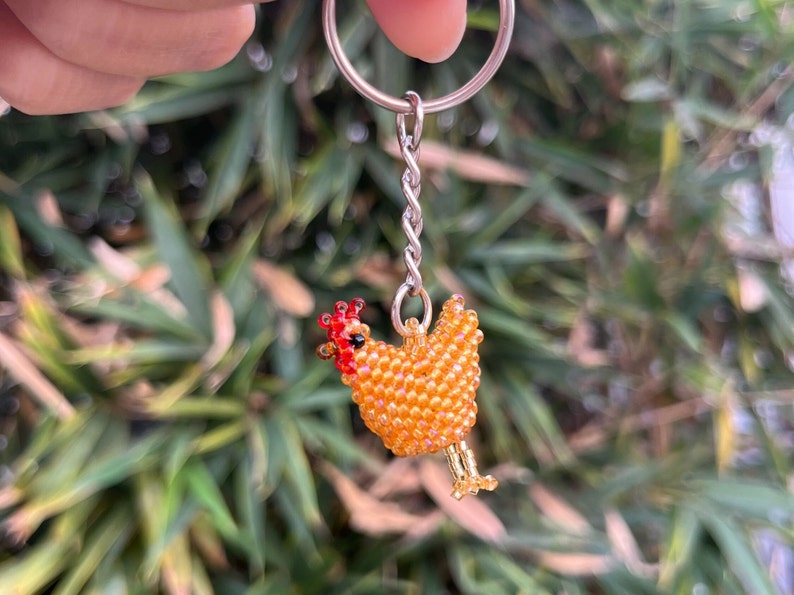 Beaded Chicken Keychain Animal, Farm, Rooster, Tiktok, Cute, Quirky - Etsy