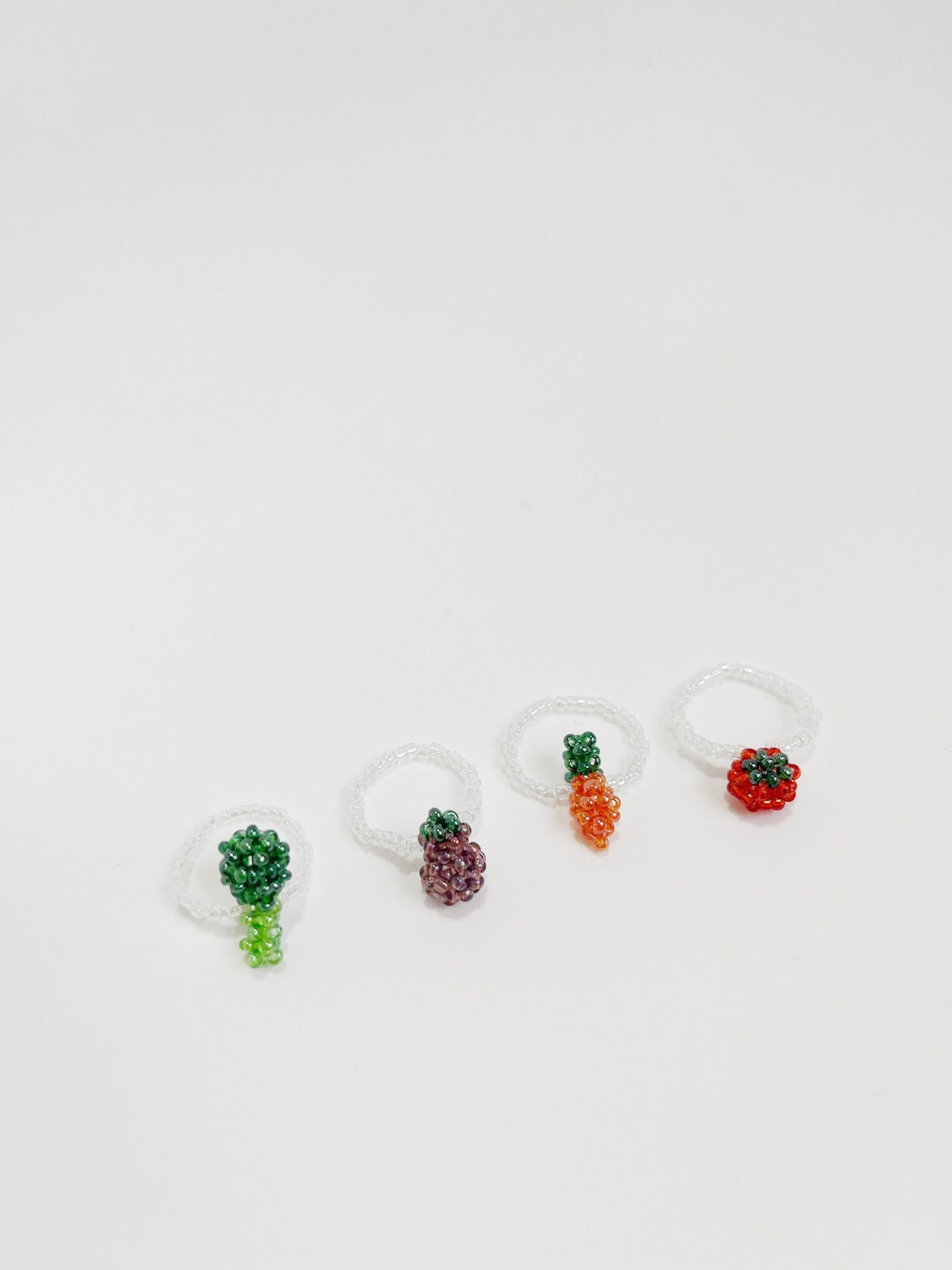 Beaded Veggie Ring Eggplant, Broccoli, Carrot, Tomato, Cute, Tiktok ...