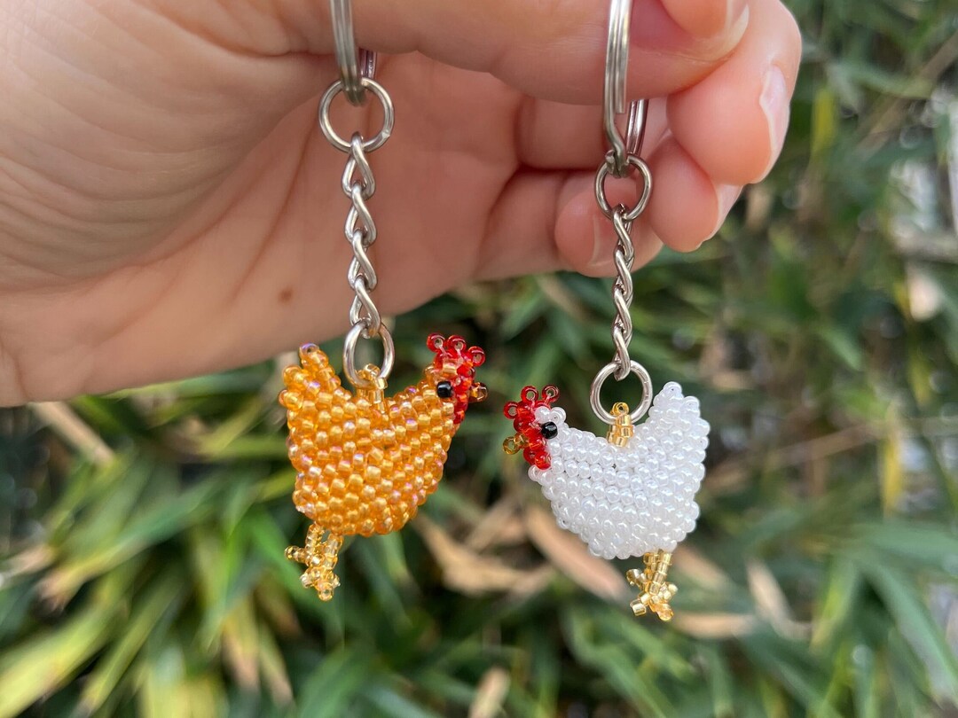 Beaded Chicken Keychain Animal, Farm, Rooster, Tiktok, Cute, Quirky - Etsy