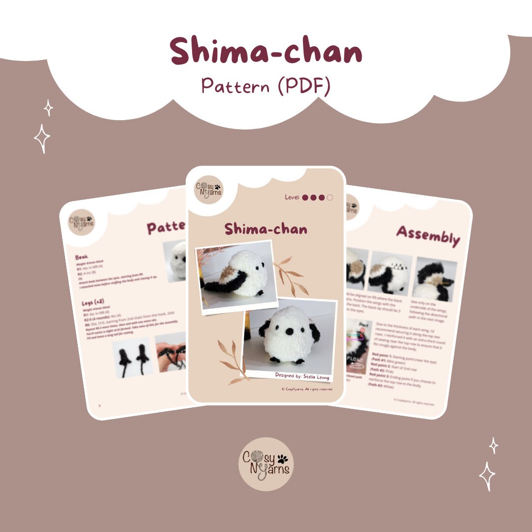 Amigurumi Pattern (PDF) - Shima-chan (shima Enaga, Super Bulky Crochet Pattern, Japanese Bird ...