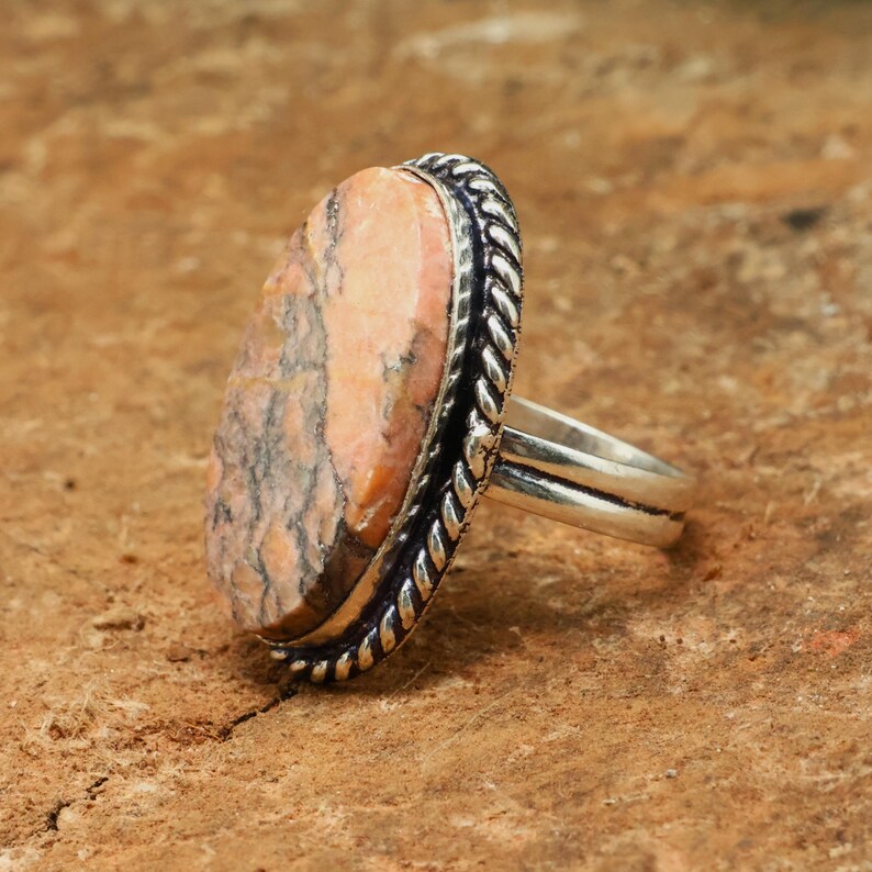 Jasper Statement Ring | Sterling Silver Handmade Oval Gemstone Ring ...