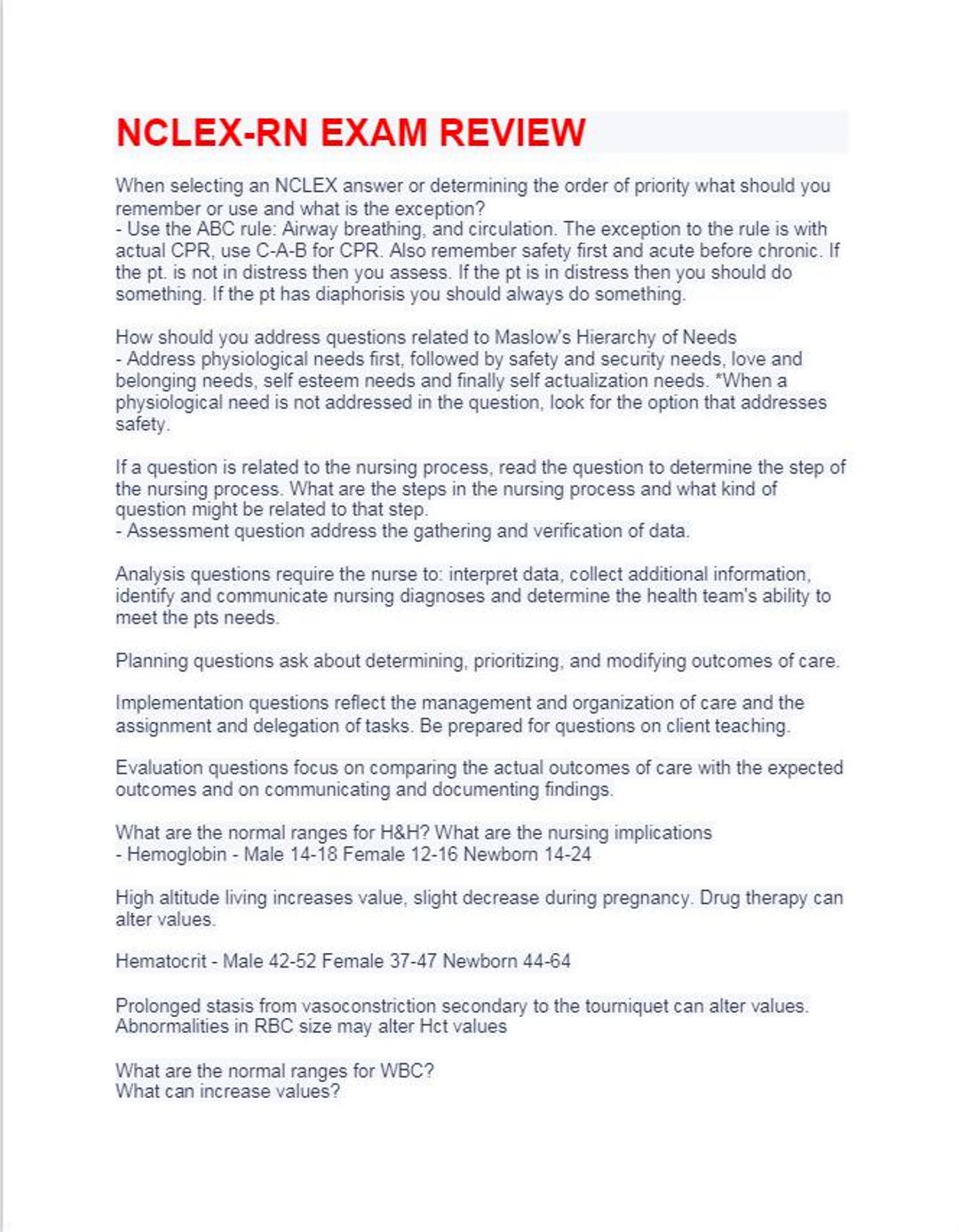 NCLEX-RN EXAM Review - Etsy