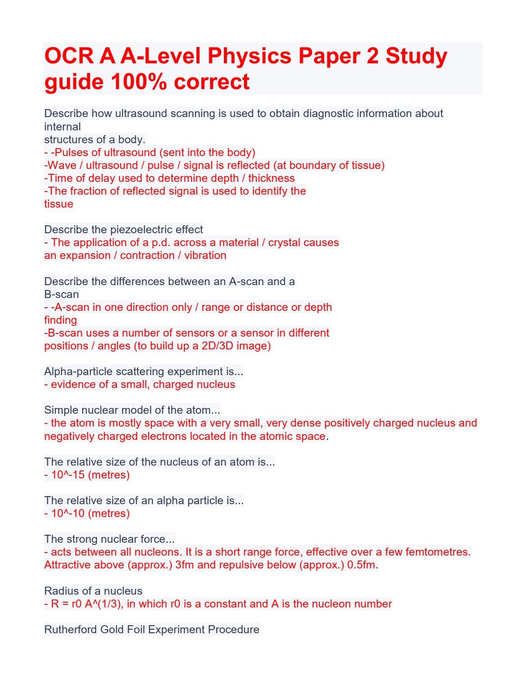 OCR A-level Physics Paper 2 Study Guide - Etsy