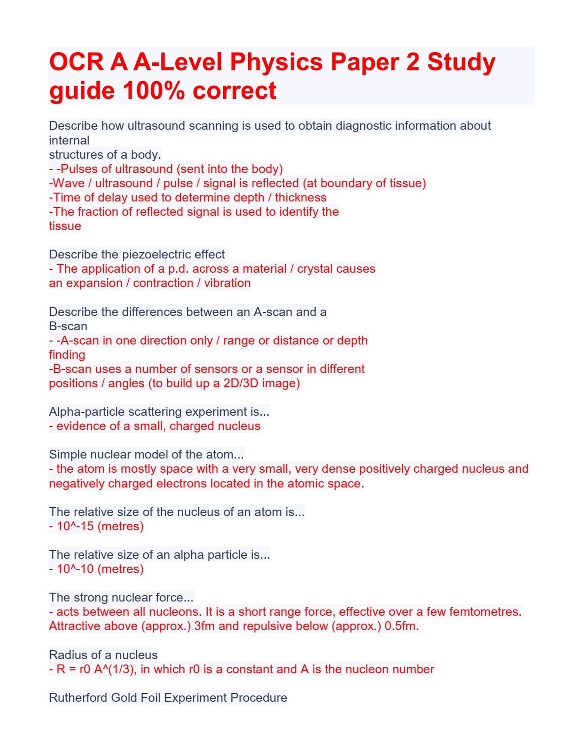 OCR A-level Physics Paper 2 Study Guide - Etsy