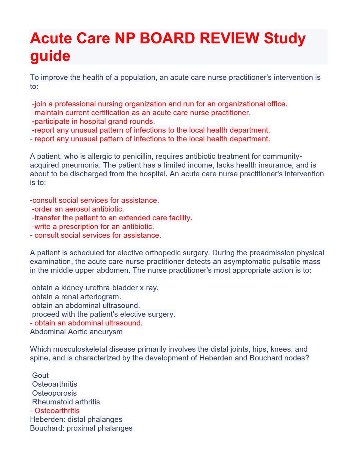 Acute Care NP BOARD REVIEW Study Guide - Etsy