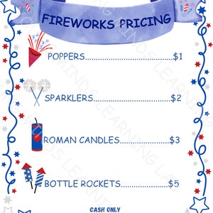 Fireworks Stand Dramatic Play Downloadable Printable PDF - Etsy