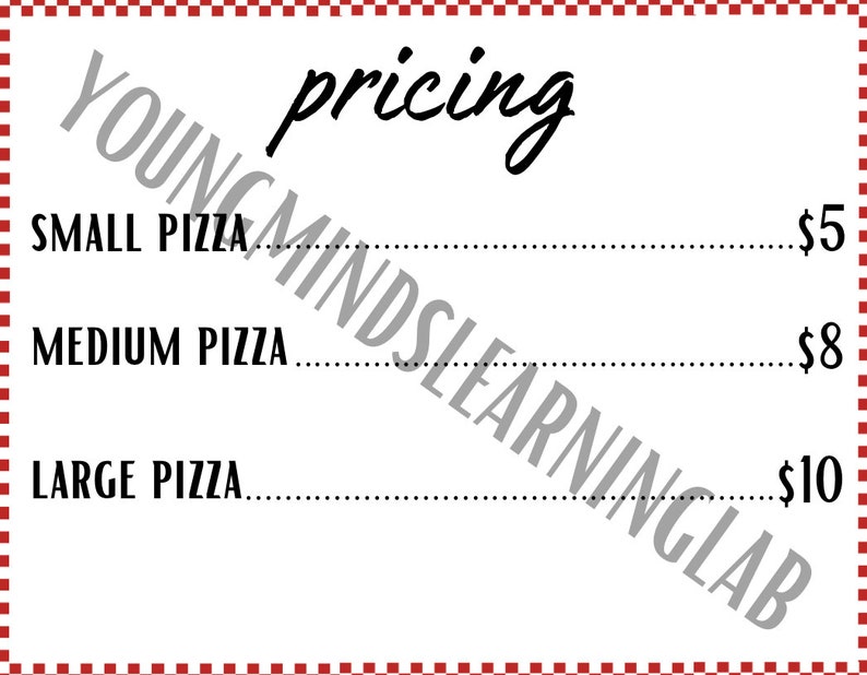 Let's Make A Pizza! Dramatic Play Pizza Parlor Printable - Etsy