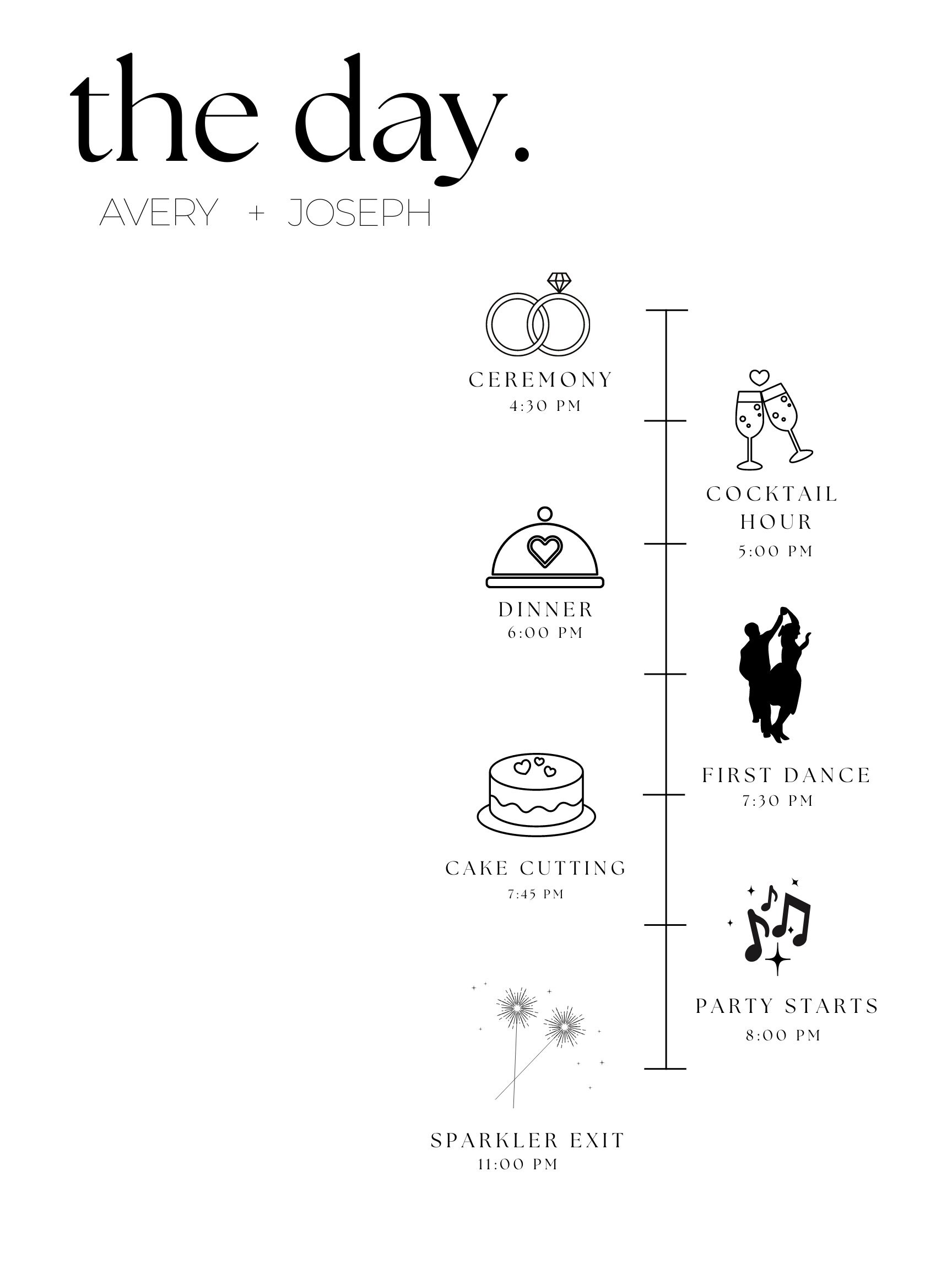 Modern Wedding Timeline Sign | Printable Minimalist Wedding Order of ...