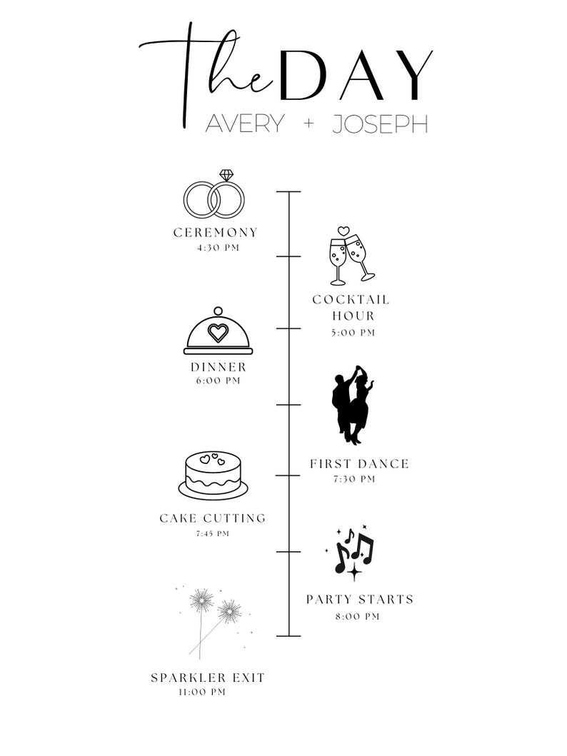 Aesthetic Wedding Timeline Template | Minimalistic Wedding Day of ...