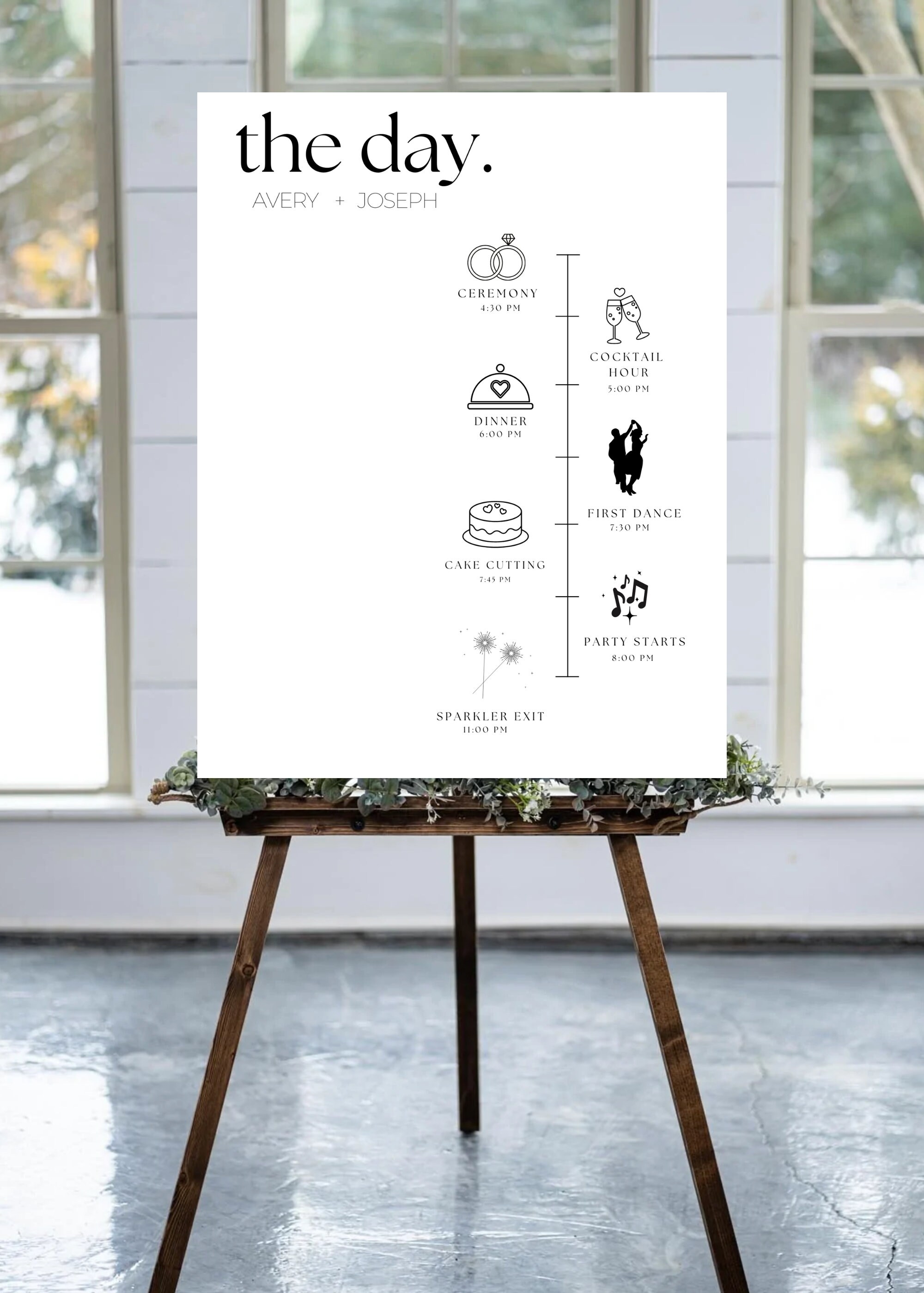 Modern Wedding Timeline Sign | Printable Minimalist Wedding Order of ...