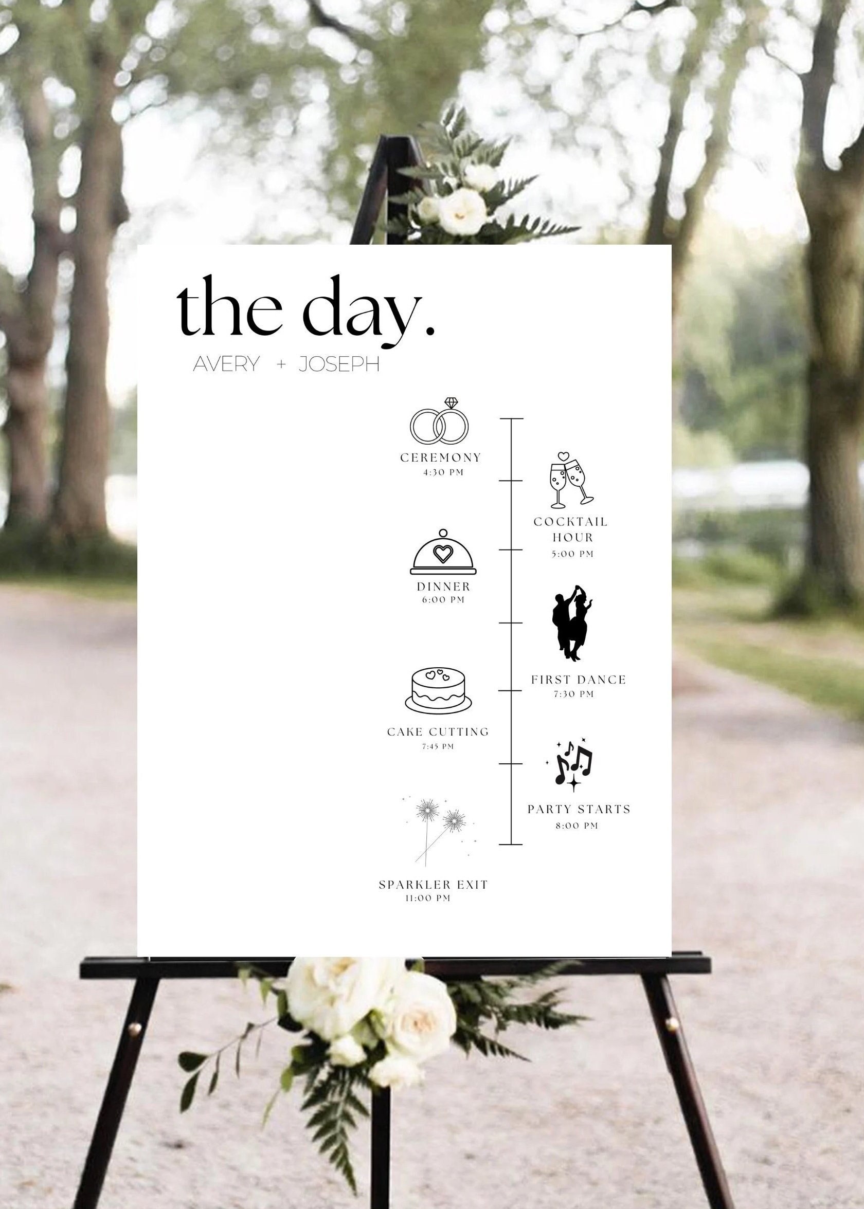 Modern Wedding Timeline Sign | Printable Minimalist Wedding Order of ...